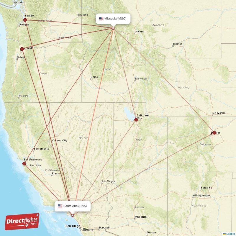 Direct flights from Santa Ana to Missoula, SNA to MSO non-stop ...