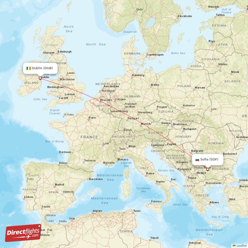 Direct flights from Sofia to Dublin, SOF to DUB non-stop - Directflights.com