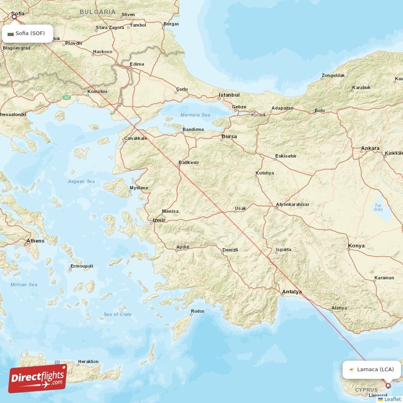 Direct flights from Sofia to Larnaca, SOF to LCA non-stop - Directflights.com