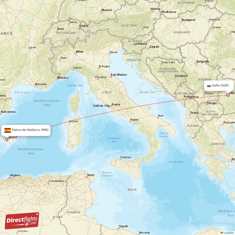 Direct flights from Sofia to Palma de Mallorca, SOF to PMI non-stop - Directflights.com