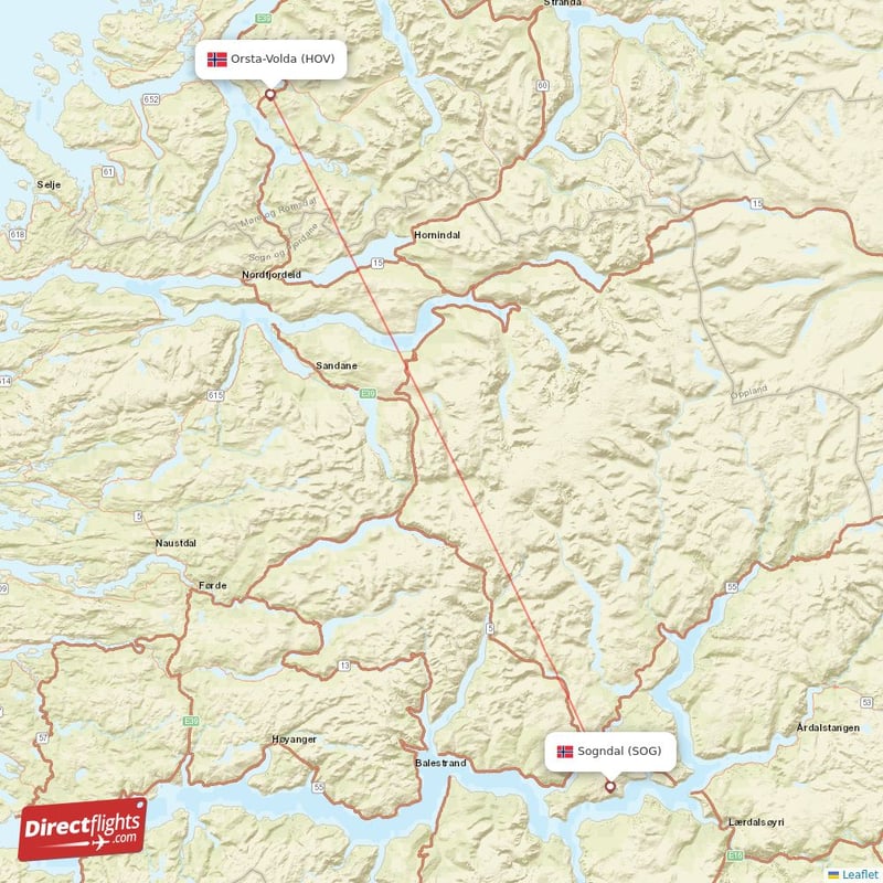 Direct flights from Sogndal to Orsta-Volda, SOG to HOV non-stop ...