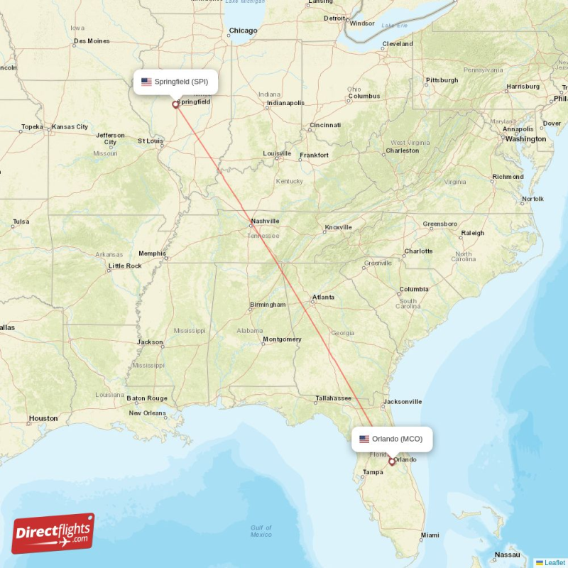 Direct flights from Springfield to Orlando (SPI-MCO) - Directflights.com