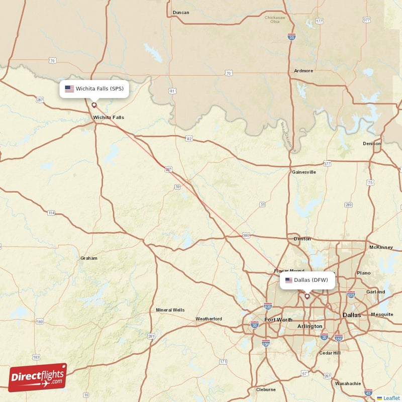 Direct flights from Wichita Falls to Dallas, SPS to DFW non-stop - Directflights.com