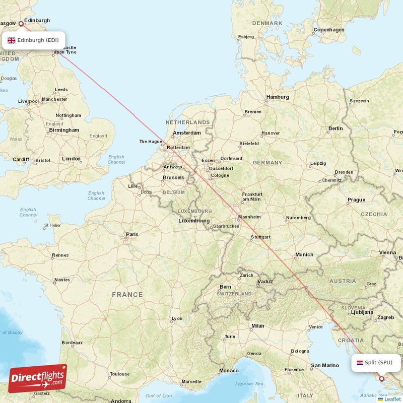 Direct flights from Split to Edinburgh, SPU to EDI non-stop - Directflights.com