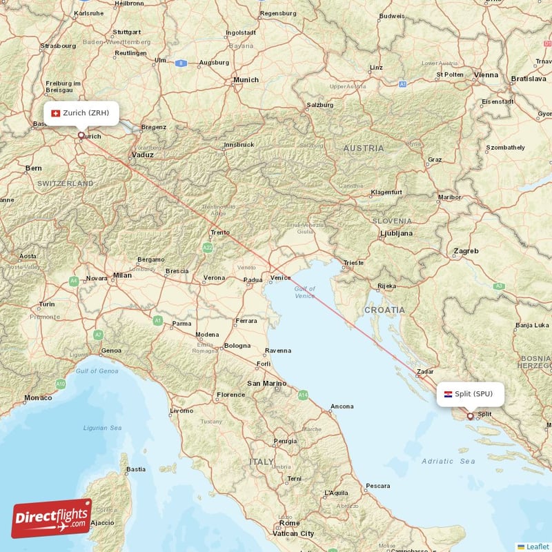 Direct flights from Split to Zurich, SPU to ZRH non-stop - Directflights.com
