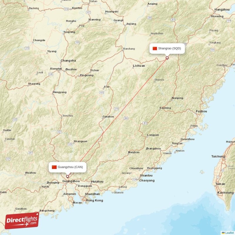 Direct flights from Shangrao to Guangzhou, SQD to CAN non-stop ...