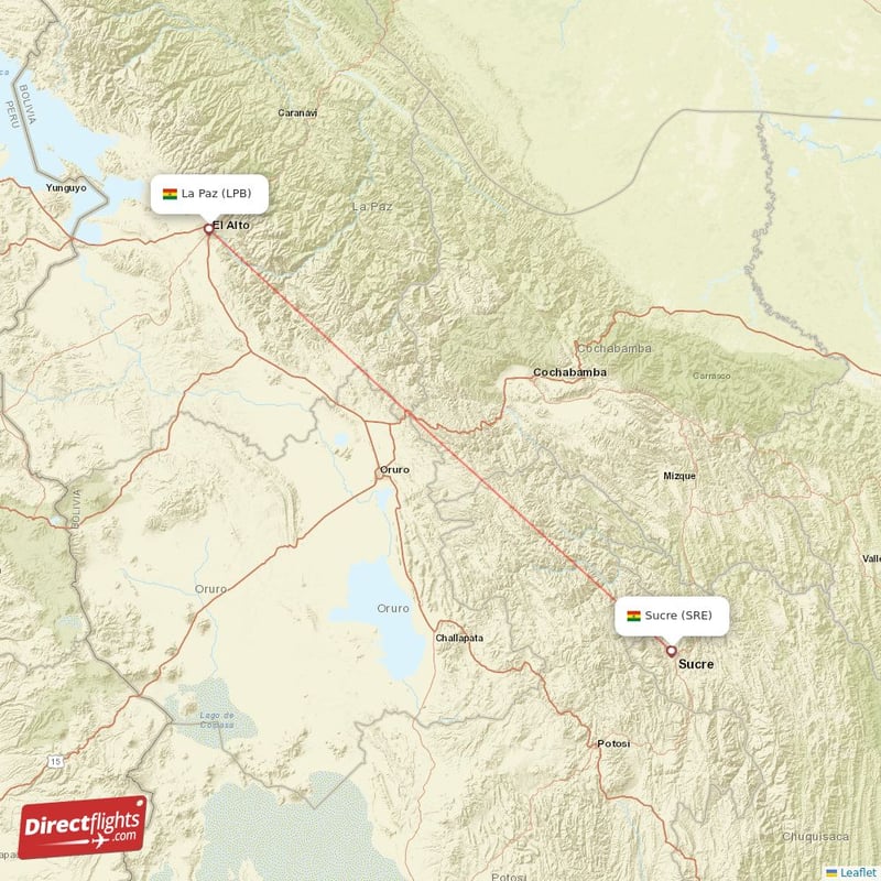 Direct flights from Sucre to La Paz, SRE to LPB non-stop ...