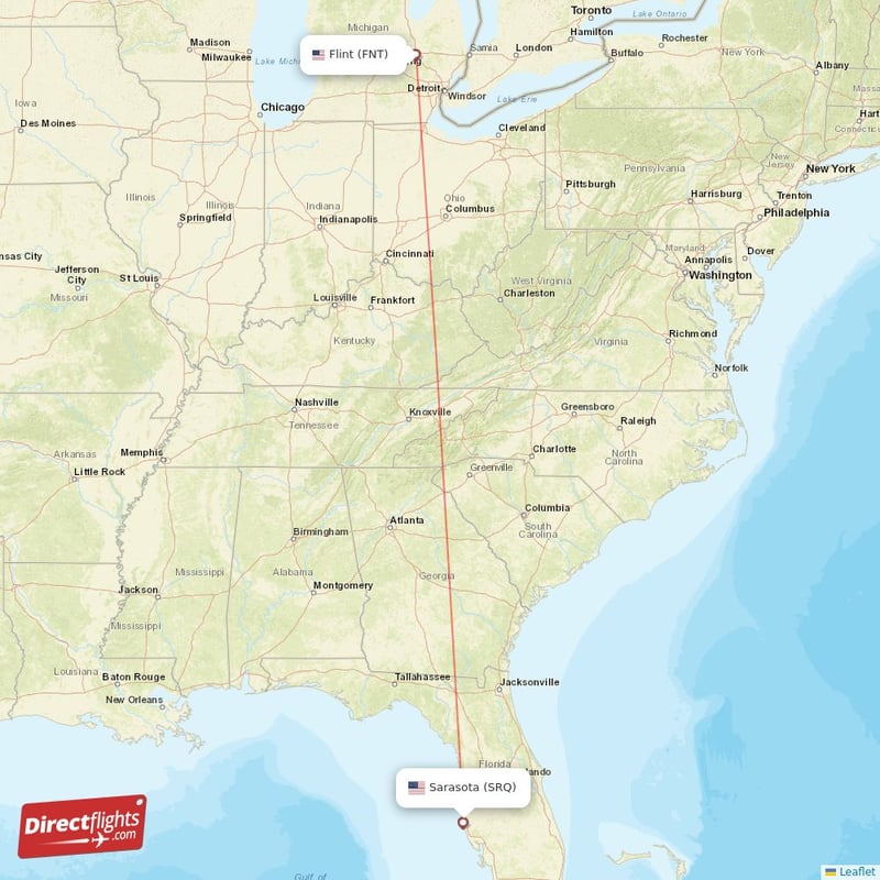 Direct flights from Sarasota to Flint, SRQ to FNT non-stop - Directflights.com