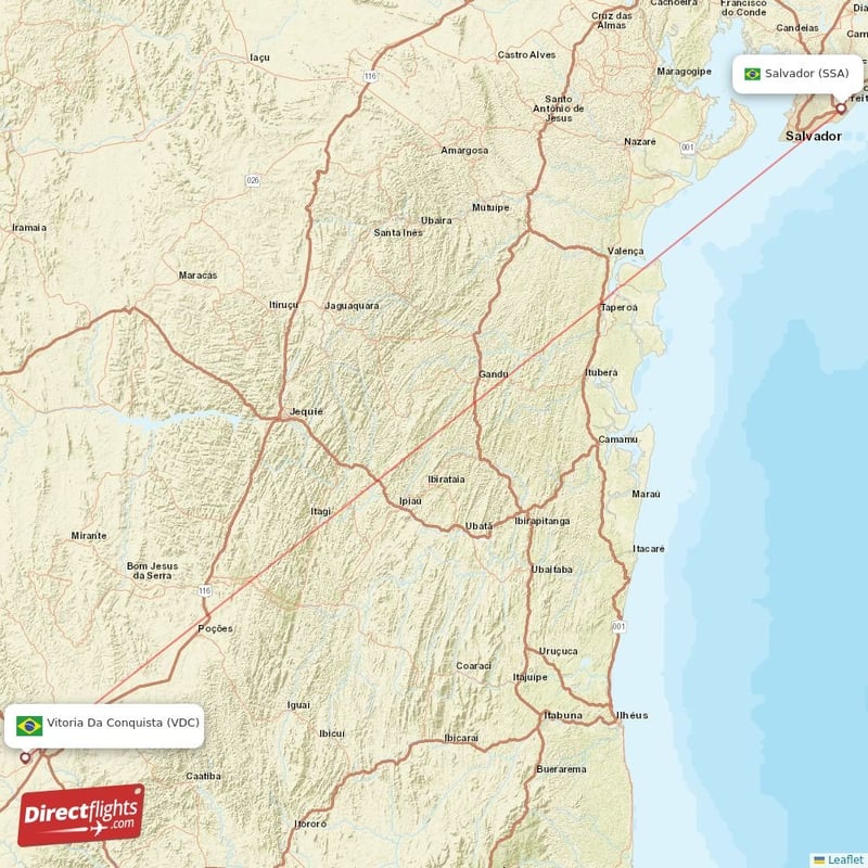 Direct flights from Salvador to Vitoria Da Conquista, SSA to VDC non ...