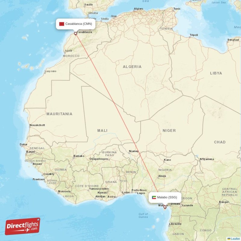 Direct flights from Malabo to Casablanca, SSG to CMN non-stop - Directflights.com