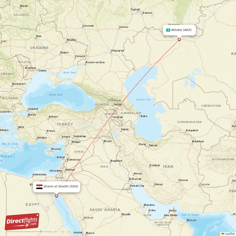 Direct flights from Sharm el Sheikh to Aktobe, SSH to AKX non-stop - Directflights.com