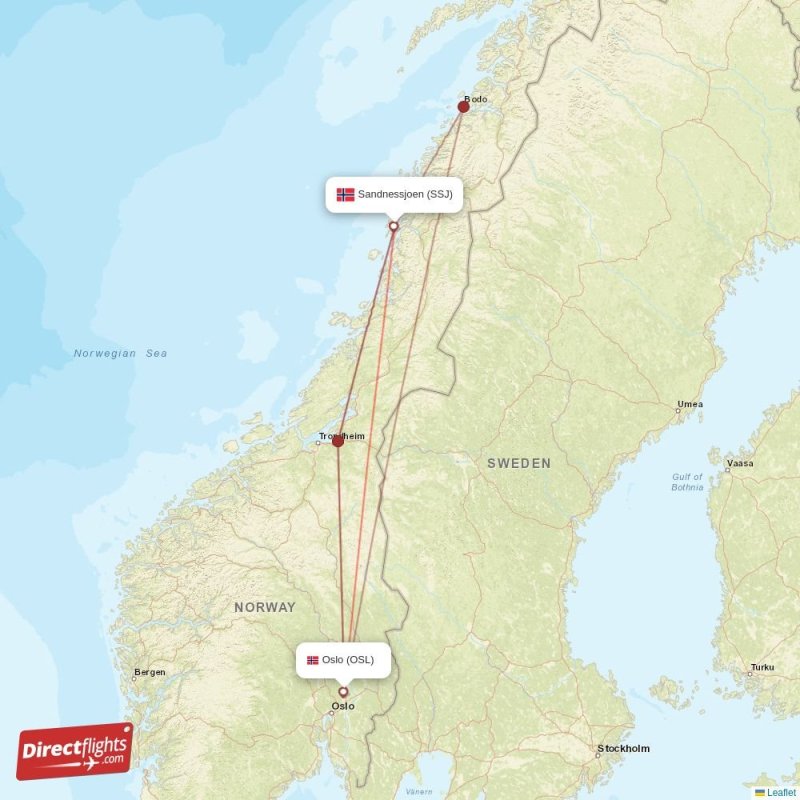 Direct flights from Sandnessjoen to Oslo (SSJ-OSL) - Directflights.com