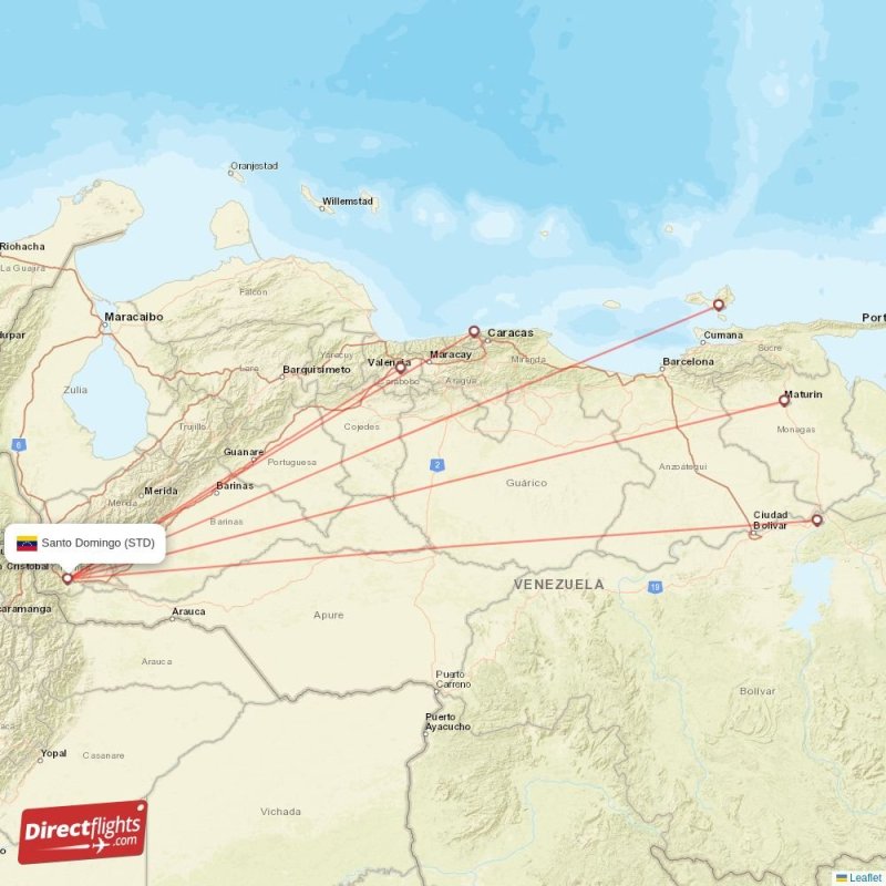 Direct flights from Santo Domingo - 4 destinations - STD, Venezuela ...