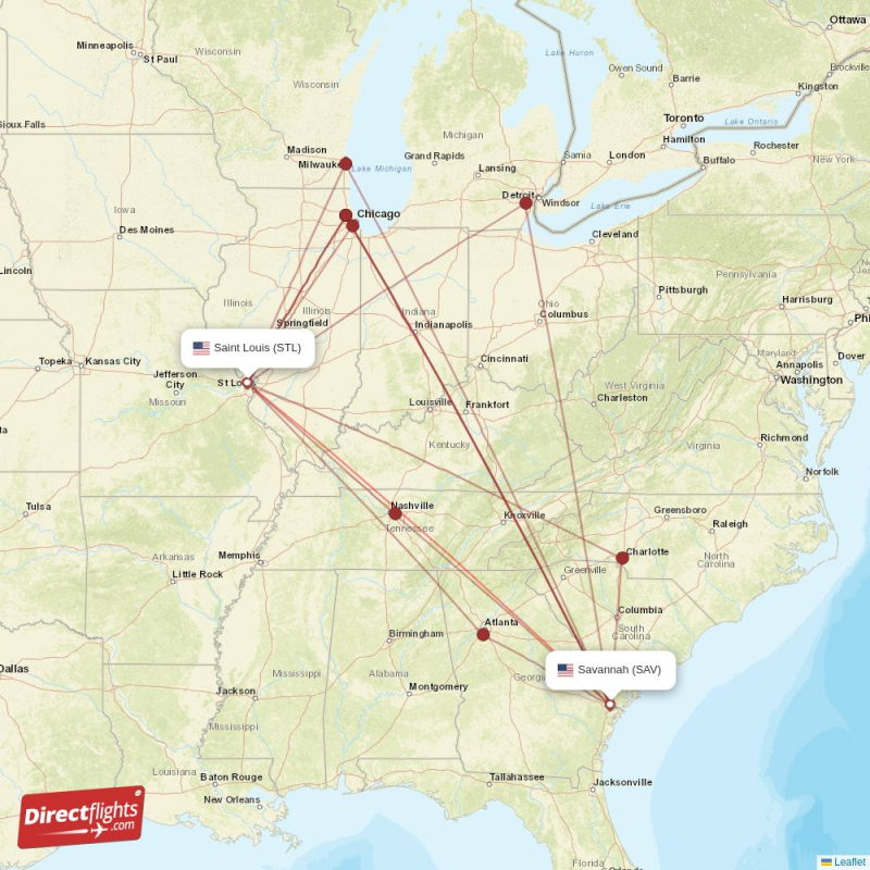Direct flights from Saint Louis to Savannah (STL-SAV) - Directflights.com