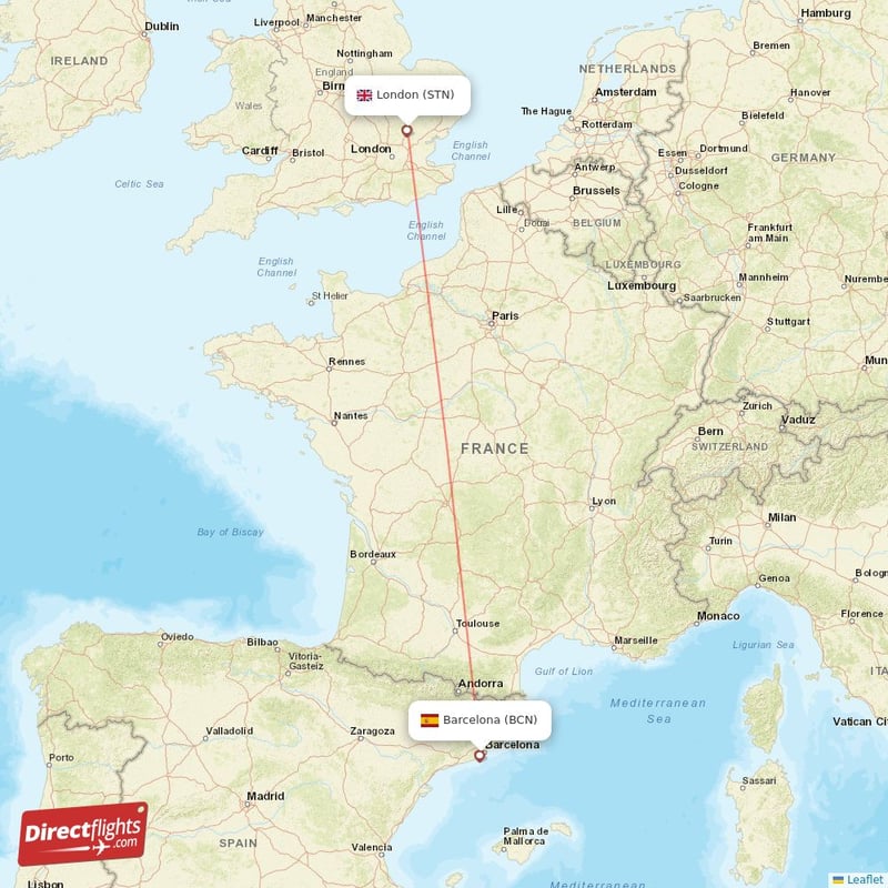 Direct flights from London to Barcelona, STN to BCN non-stop - Directflights.com