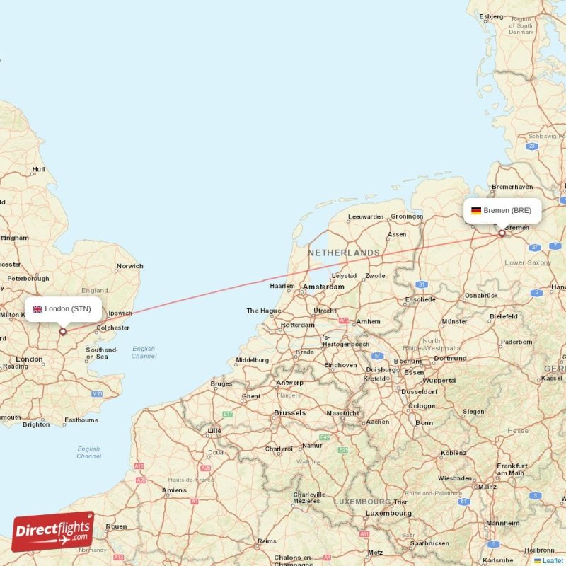 Direct flights from London to Bremen (STN-BRE) - Directflights.com