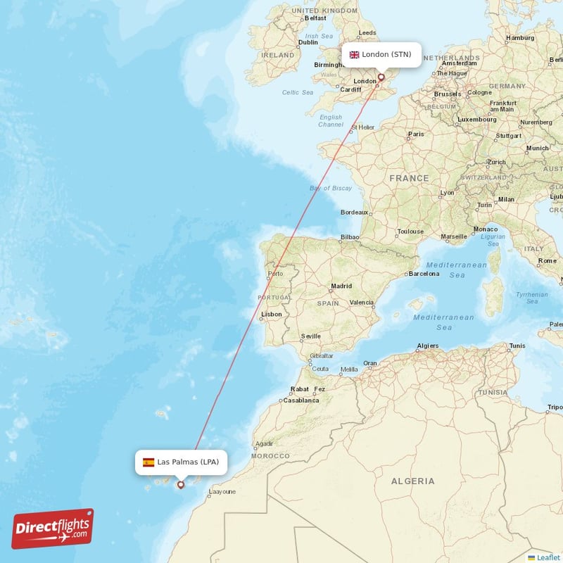 Direct flights from London to Las Palmas (STN-LPA) - Directflights.com