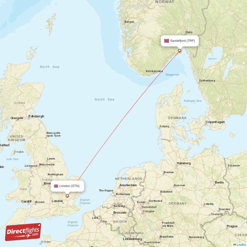 Direct flights from London to Sandefjord (STN-TRF) - Directflights.com