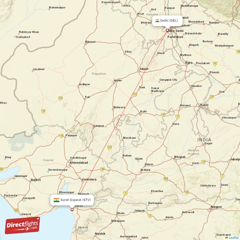 Direct flights from Surat Gujarat to Delhi, STV to DEL non-stop ...