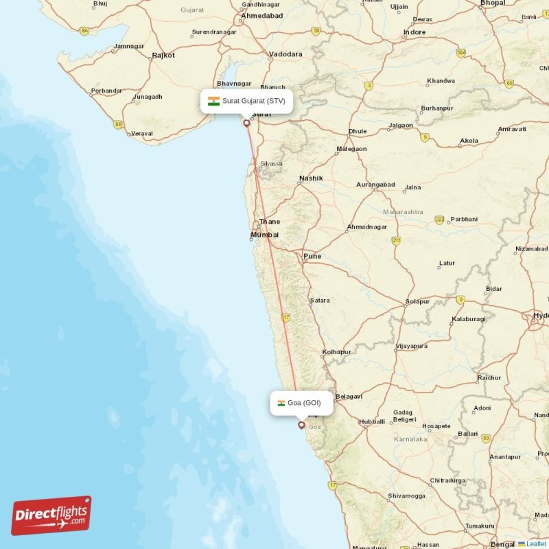 Direct flights from Surat Gujarat to Goa, STV to GOI non-stop ...