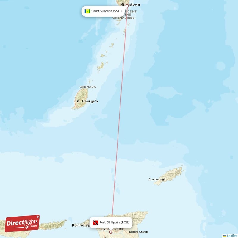 Direct flights from Saint Vincent to Port Of Spain, SVD to POS non-stop - Directflights.com