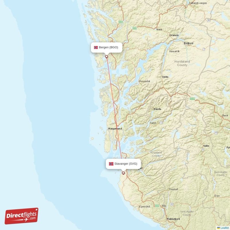 Direct flights from Stavanger to Bergen, SVG to BGO non-stop ...