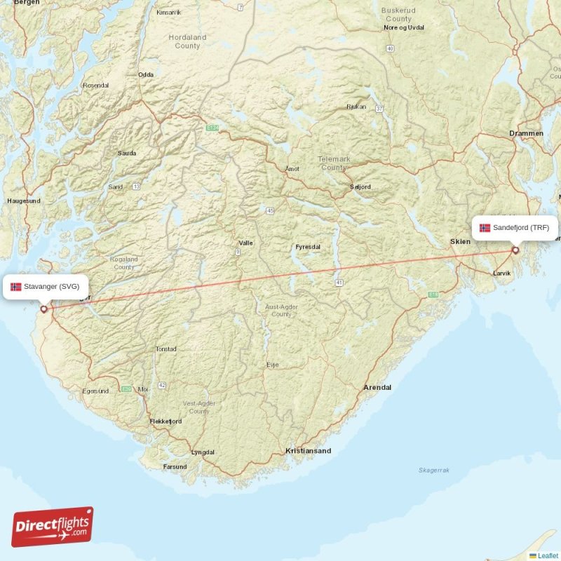 Direct flights from Stavanger to Sandefjord (SVG-TRF) - Directflights.com