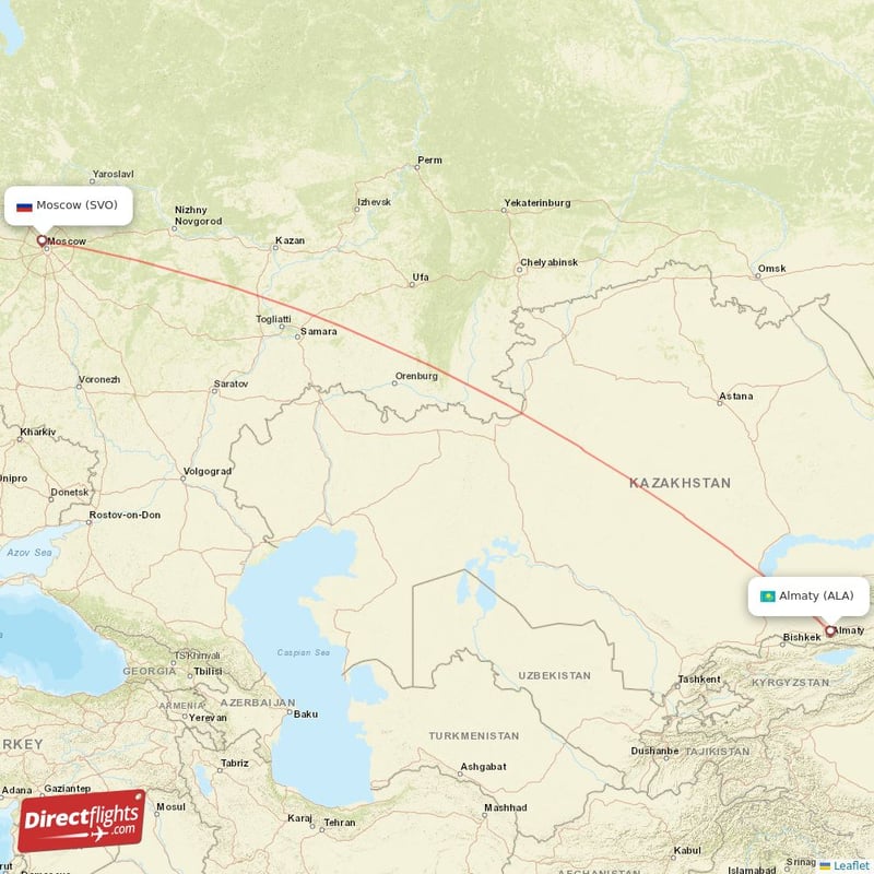 Direct flights from Moscow to Almaty, SVO to ALA non-stop - Directflights.com