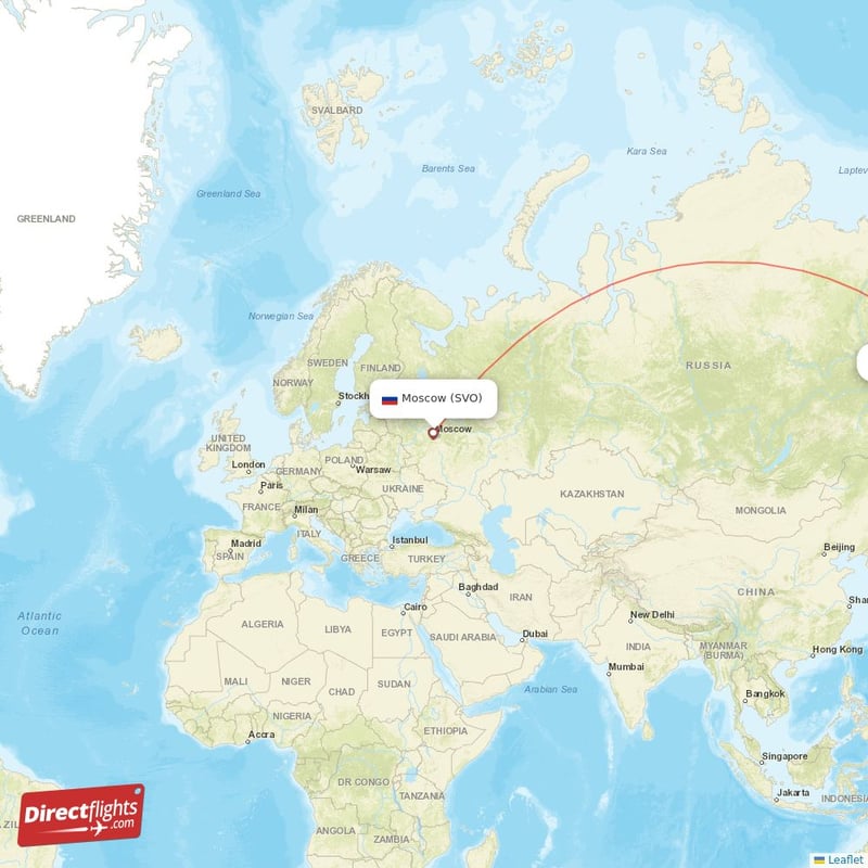 Direct flights from Moscow to Magadan, SVO to GDX non-stop ...