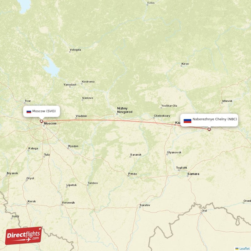 Direct flights from Moscow to Naberezhnye Chelny, SVO to NBC non-stop ...