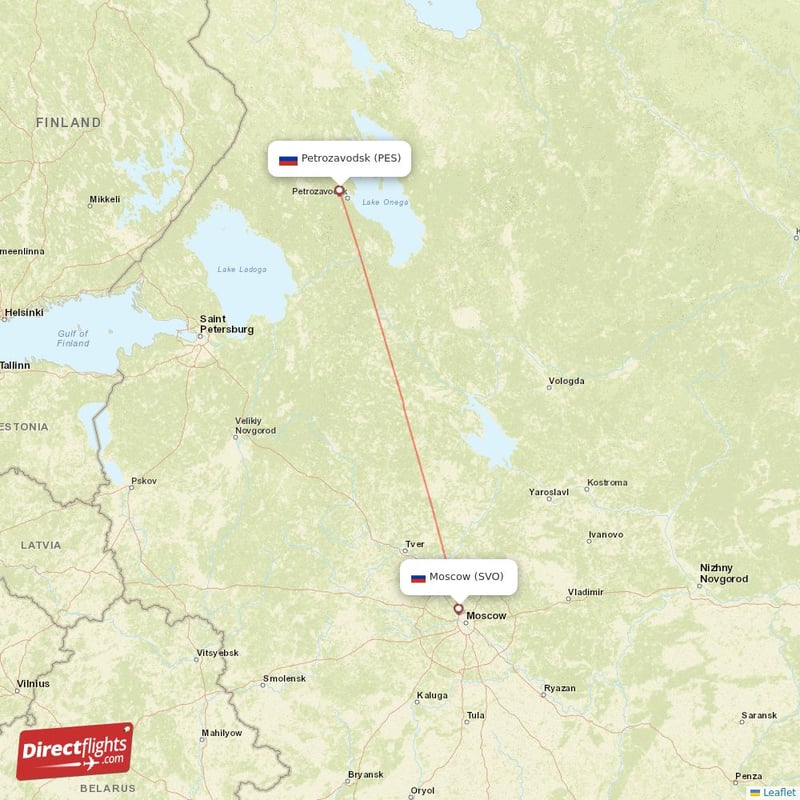 Direct flights from Moscow to Petrozavodsk, SVO to PES non-stop - Directflights.com