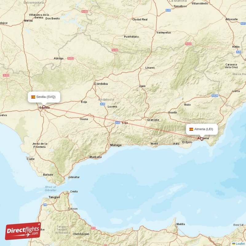 Direct flights from Sevilla to Almeria, SVQ to LEI non-stop ...