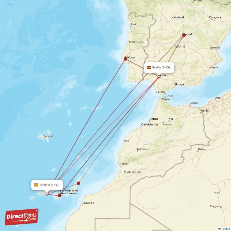 Direct flights from Sevilla to Tenerife, SVQ to TFS non-stop ...