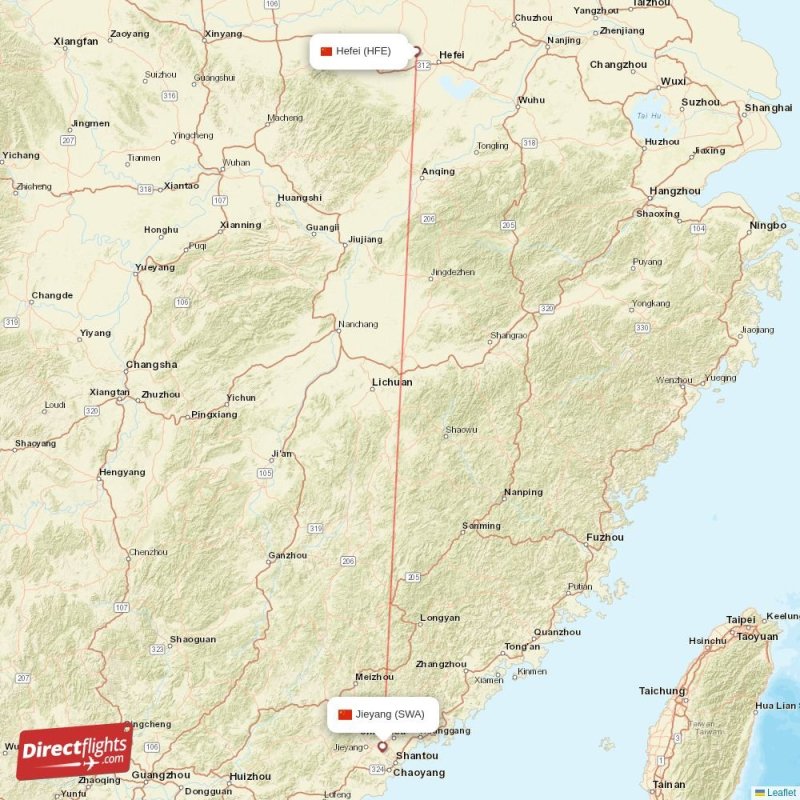 Direct flights from Jieyang to Hefei, SWA to HFE non-stop ...