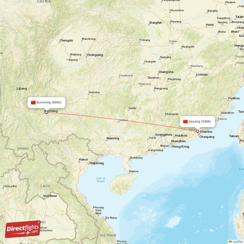 Direct flights from Jieyang to Kunming, SWA to KMG non-stop ...