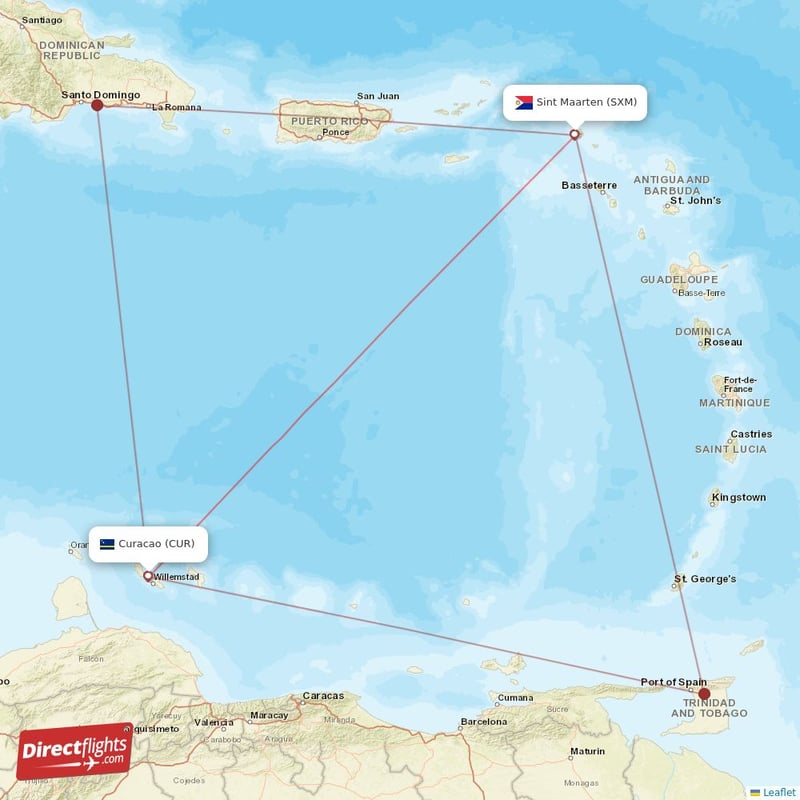 Direct flights from Sint Maarten to Curacao, SXM to CUR non-stop ...