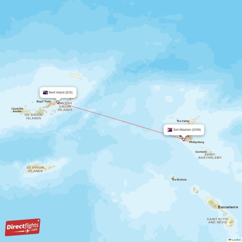 Direct flights from Sint Maarten to Beef Island, SXM to EIS non-stop ...