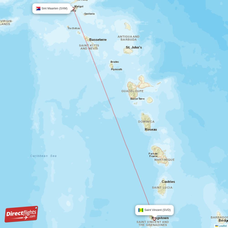 Direct flights from Sint Maarten to Saint Vincent (SXM-SVD ...