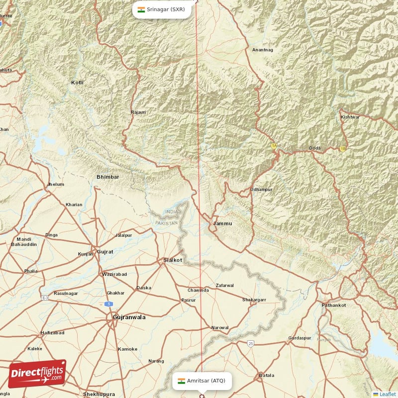 Direct flights from Srinagar to Amritsar, SXR to ATQ non-stop - Directflights.com