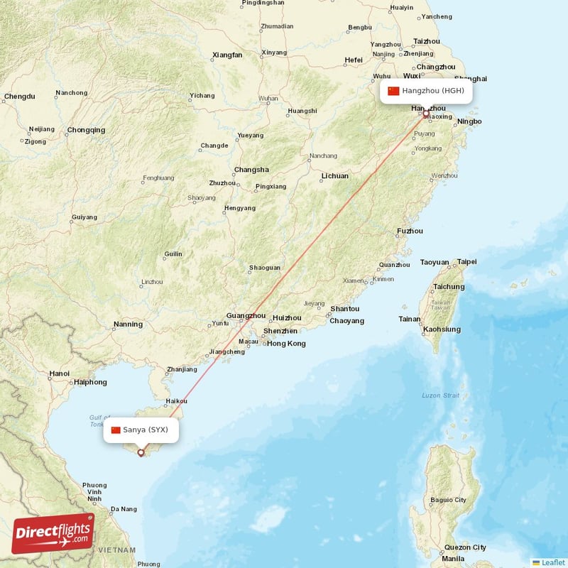 Direct flights from Sanya to Hangzhou, SYX to HGH non-stop - Directflights.com