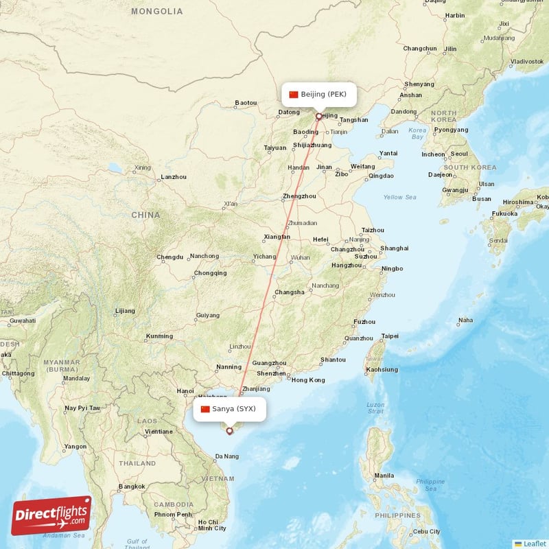 Direct flights from Sanya to Beijing, SYX to PEK non-stop - Directflights.com