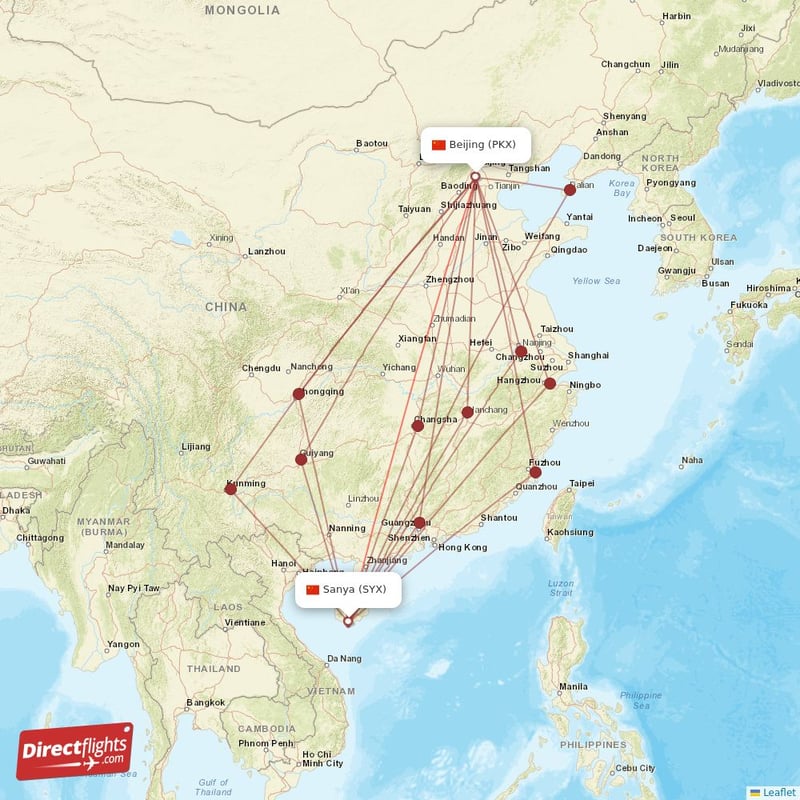Direct flights from Sanya to Beijing, SYX to PKX non-stop - Directflights.com