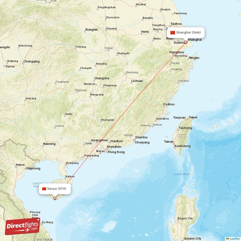 Direct flights from Sanya to Shanghai, SYX to SHA non-stop ...