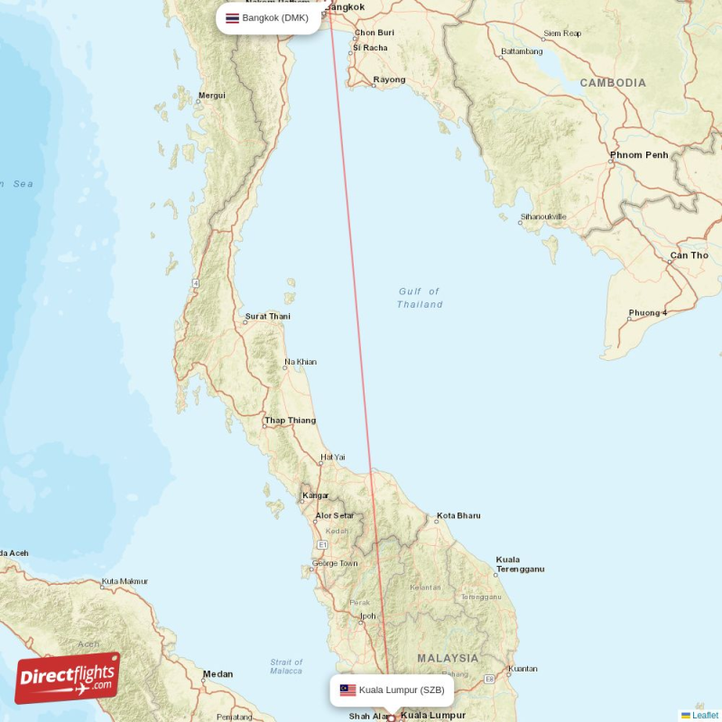 Direct flights from Kuala Lumpur to Bangkok (SZB-DMK) - Directflights.com