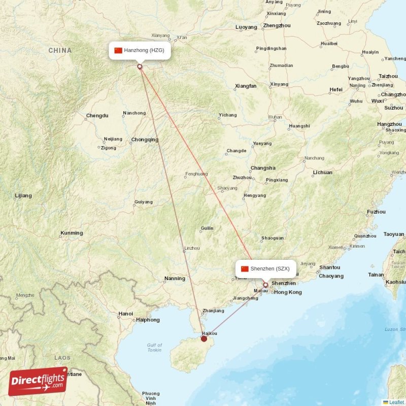 Direct flights from Shenzhen to Hanzhong, SZX to HZG non-stop ...