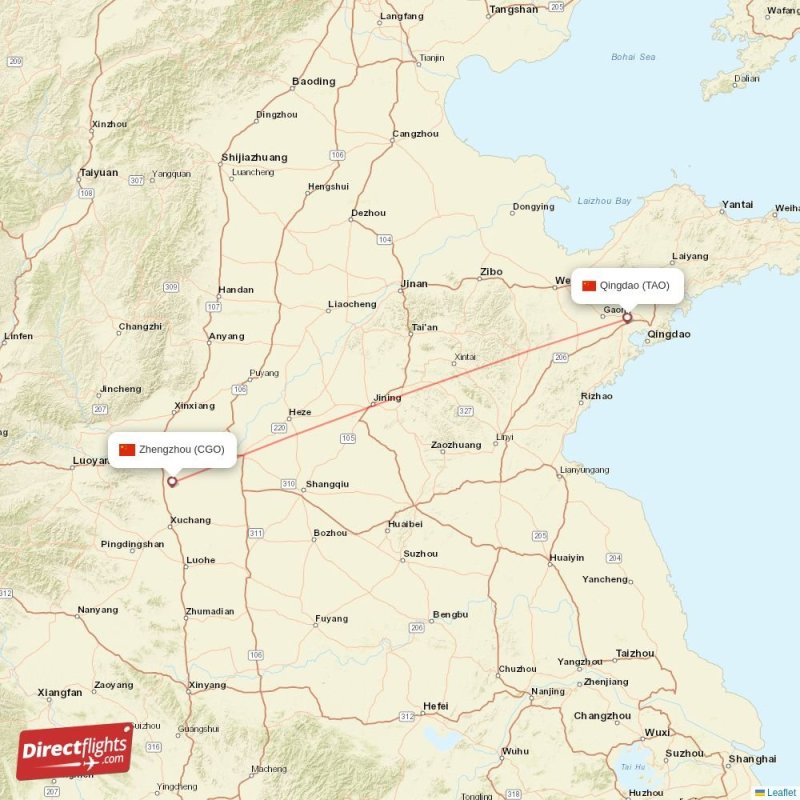 Direct flights from Qingdao to Zhengzhou, TAO to CGO non-stop ...