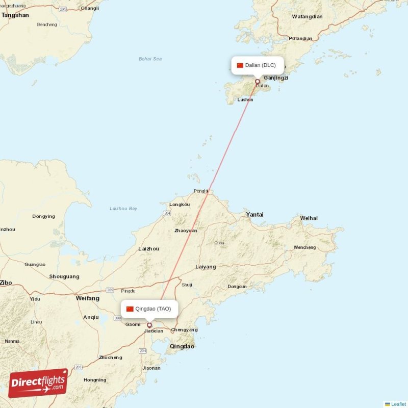 Direct flights from Qingdao to Dalian, TAO to DLC non-stop ...