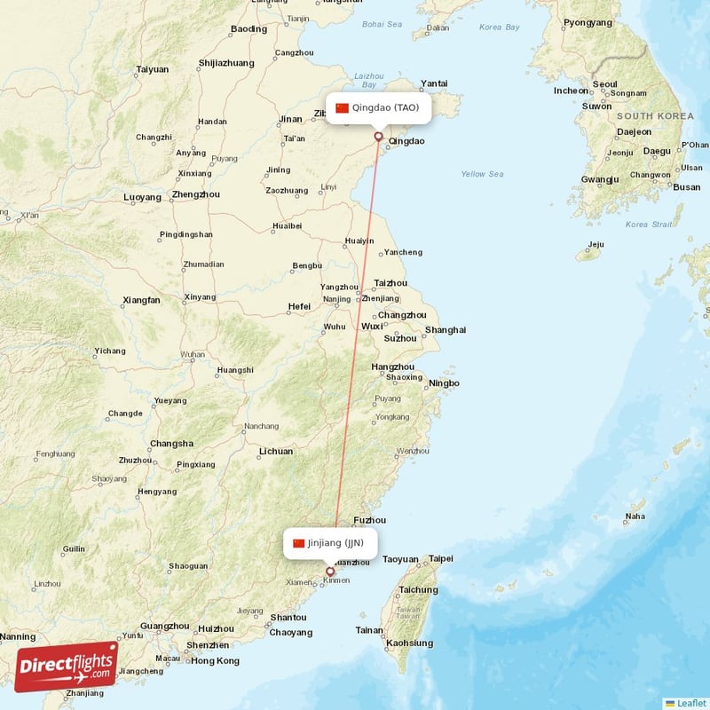 Direct flights from Qingdao to Jinjiang, TAO to JJN non-stop ...