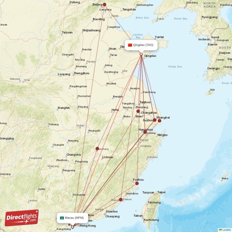 Direct flights from Qingdao to Macau, TAO to MFM non-stop ...