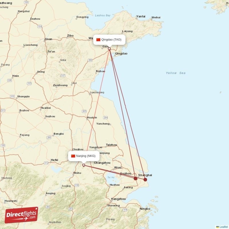 Direct flights from Qingdao to Nanjing, TAO to NKG non-stop ...
